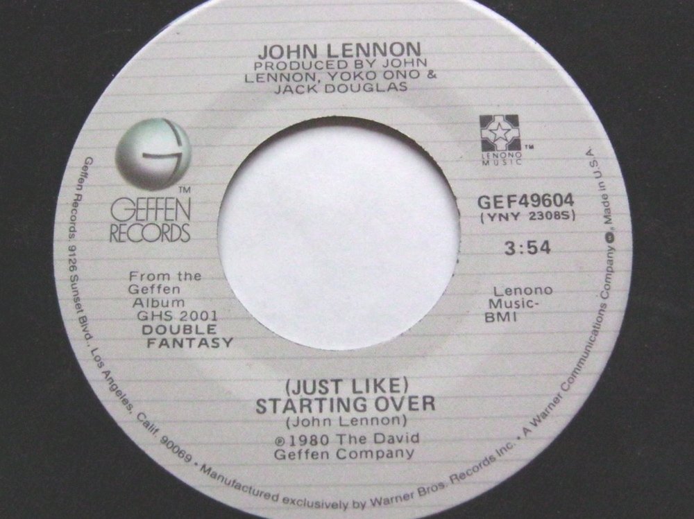 John Lennon Just Like Starting Over 7" Geffen GEF49604 EX 1980 US ...