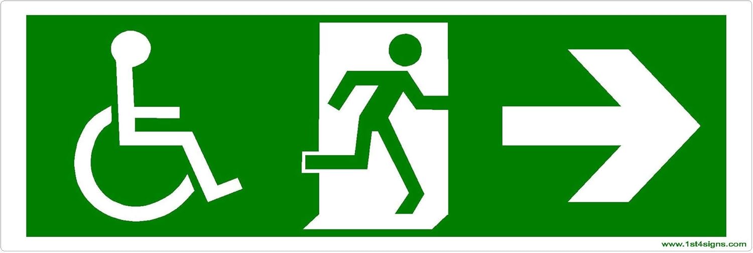 Fire Exit Arrow Right Disabled Directional Fire Safety Exit Guide ...