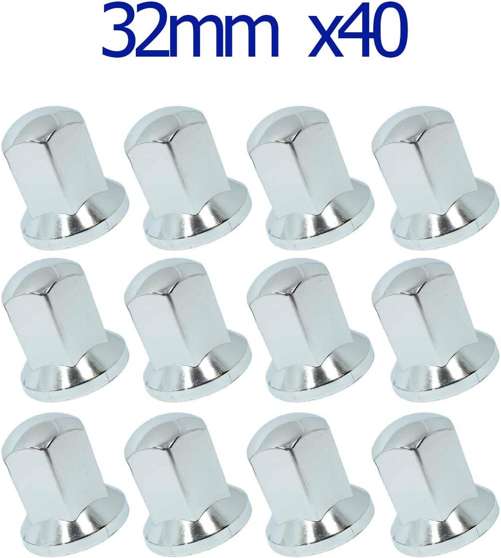 MGF 40 Stück 32 mm tiefer Chrom-Kunststoff-Radmuttern Abdeckungen für ...