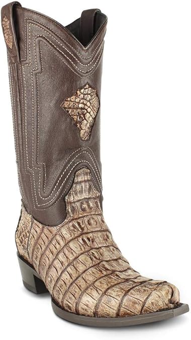 Amazon.com | Men's Yeehaw Cowboy Caiman Tail Boots Snip Toe Handcrafted ...