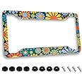 Amazon.com: Abstract Hippie Flower License Plate Frames Stainless ...