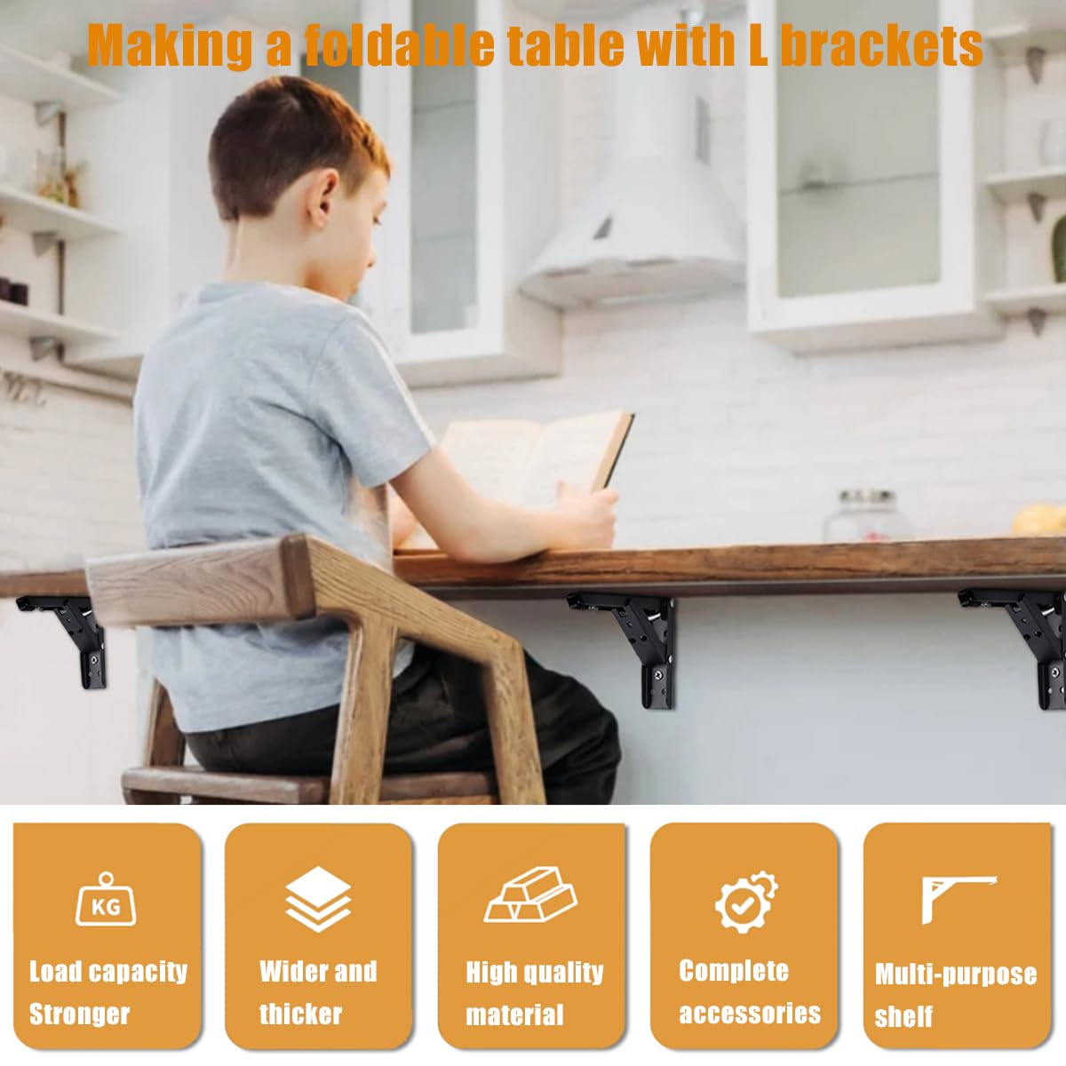 ANTEISI Fold Down Table Wall Mounted Hinges,4 Pcs Folding Shelf ...