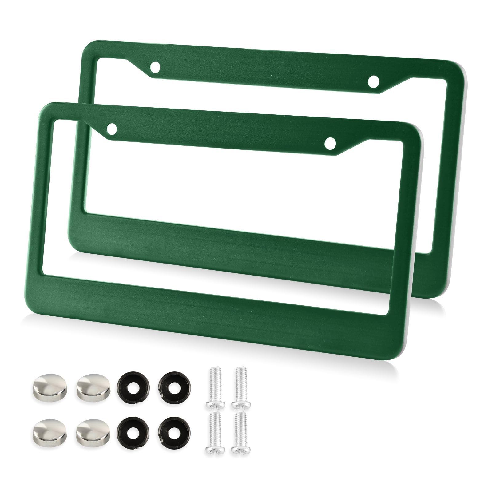 Kigai Plain Dark Green Color License Plate Frames - Universal Aluminum ...