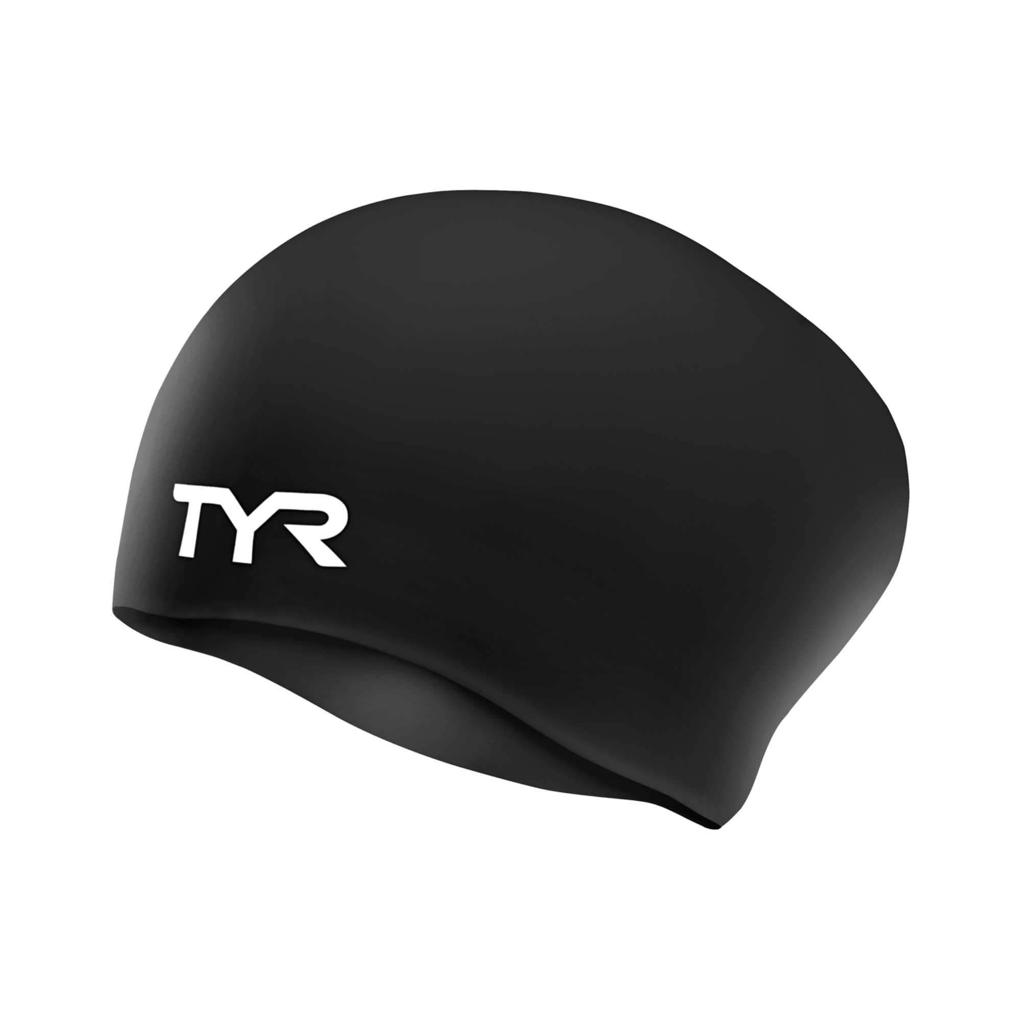 TYR Adult Long Hair Silicone Wrinkle Free Swim Cap for Braids ...