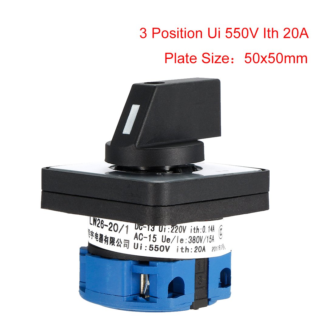 uxcell Changeover Switch 3 Position Rotary Selector Cam Switch Panel ...