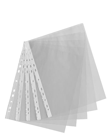 100 X A4 CLEAR PLASTIC PUNCH PUNCHED POCKETS FOLDERS FILING WALLETS 100-x-a4-clear-plastic-punch-punched-pockets-folders-filing-wallets