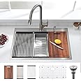 33 Inch Drop in Kitchen Sink Workstation -VOKIM 33 x 22 Inch Drop in ...