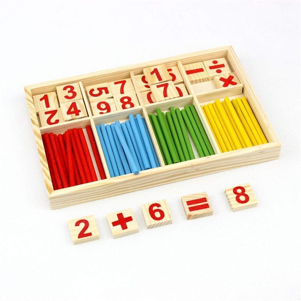 Gobus Wooden Counting Sticks Maths Number Blocks with Box Children ...