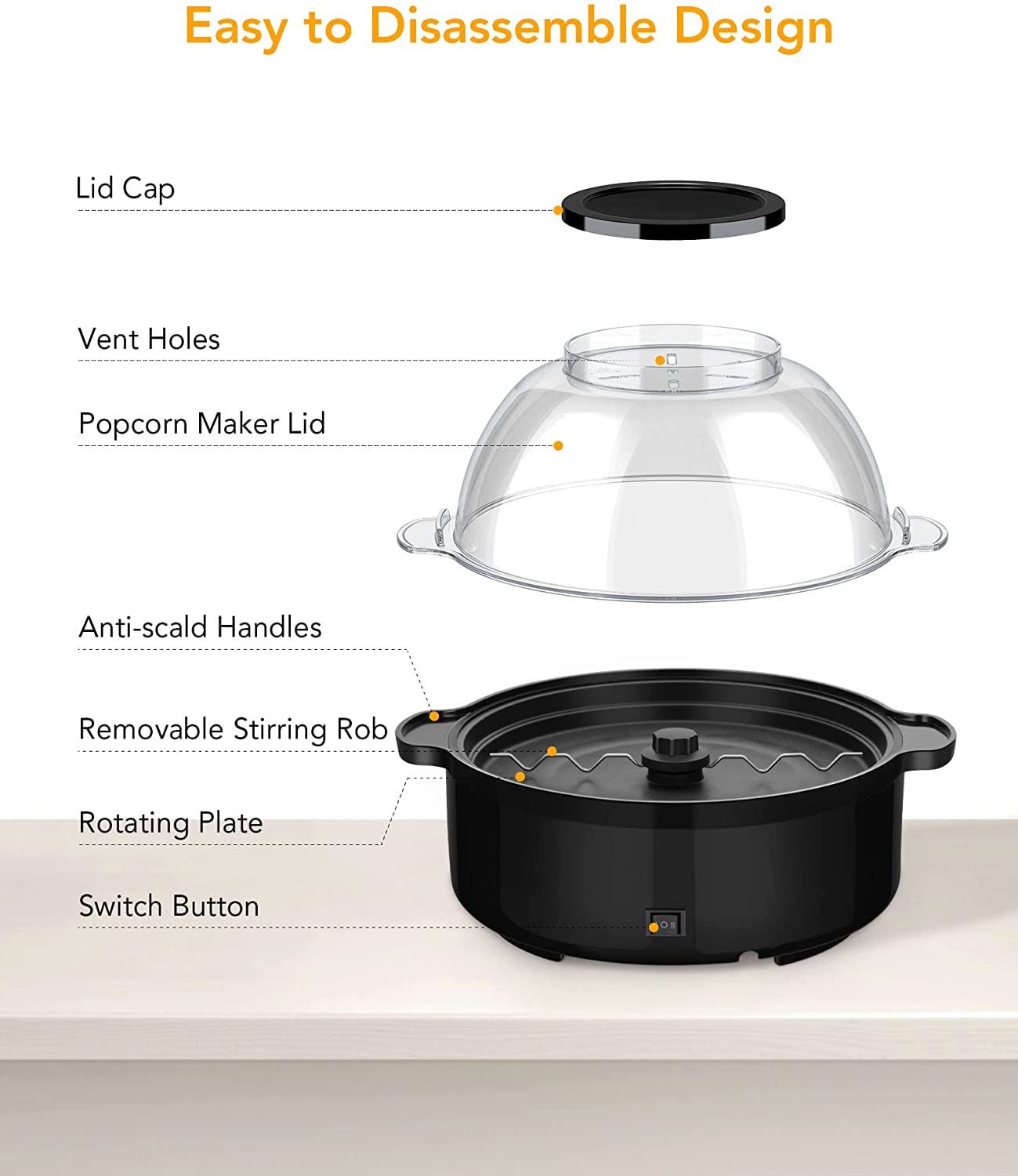 Mua Electric Hot Oil Popcorn Machine, 2-in-1 Automatic Stirring Hot Oil ...