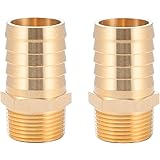 Amazon.com: Brass Barbed Hose Fittings, 1" Barb to 1" NPT Male Pipe Adapter Air Hose Fitting ...