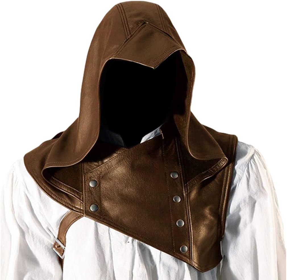 JIXUAN Leather Cloak Short Hooded Medieval Men Armour Knight Cloak ...