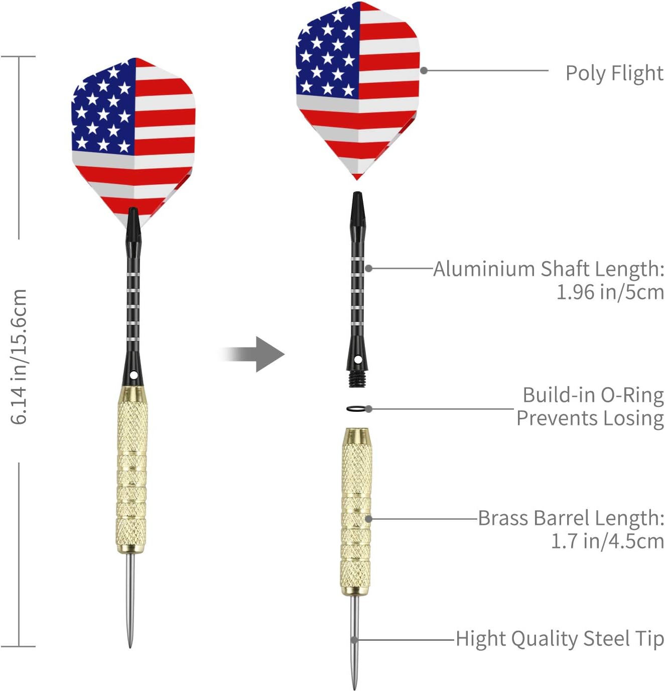 Welltop 12 Packs Steel Tip Darts, 18 Grams Dart Tip Set with Aluminum ...