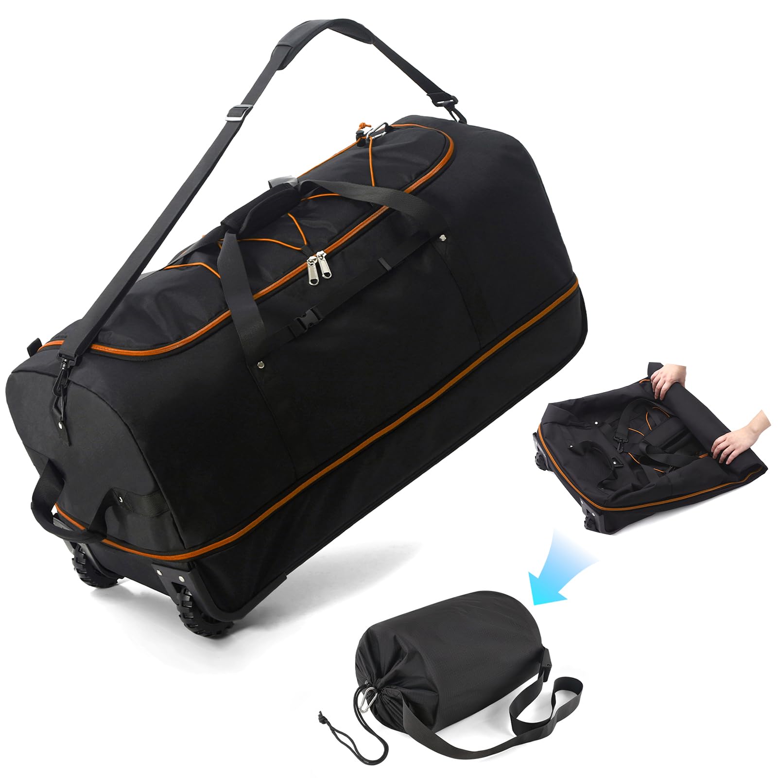 Vomgomfom Expandable from 110L to 140L 31.5" Rolling Duffle Bag with 2 ...