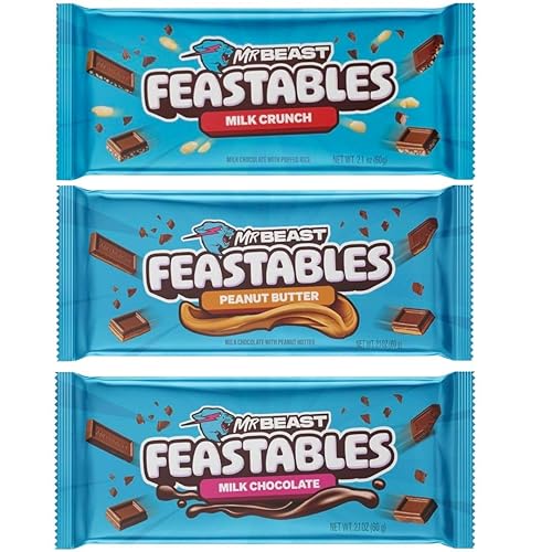 Feastables | Mr Beast Chocolate Bar | [3 BAR BUNDLE] Milk Chocolate ...