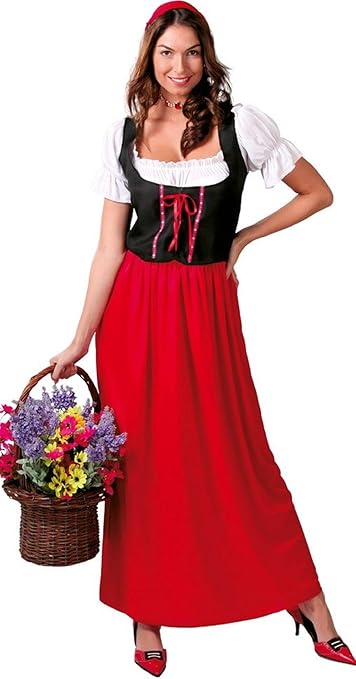 Amazon.com: Ladies Red Long Medieval Serving Wench Oktoberfest ...