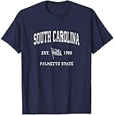 Amazon.com: South Carolina SC T-Shirt Vintage US Flag Sports Design Tee ...