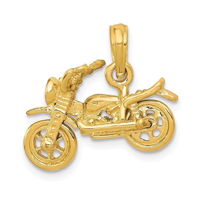 Amazon.com: 14K Yellow Gold 3-D Moveable Motorcycle Pendant: Jewelry