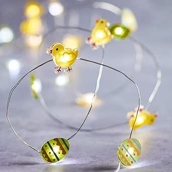 Amazon.com: Lights4fun, Inc. 20 Chick & Easter Egg Battery Operated Micro LED Indoor Silver Wire ...