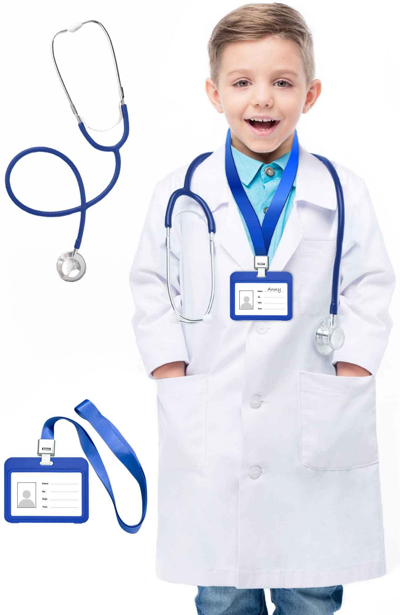 HTVYYDS White Lab Coat for Kids, Doctor Coat with Working Stethoscope ...