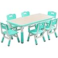 Amazon.com: GAOMON Kids Table and 6 Chair Set,Height Adjustable Toddler Arts & Crafts Table and ...