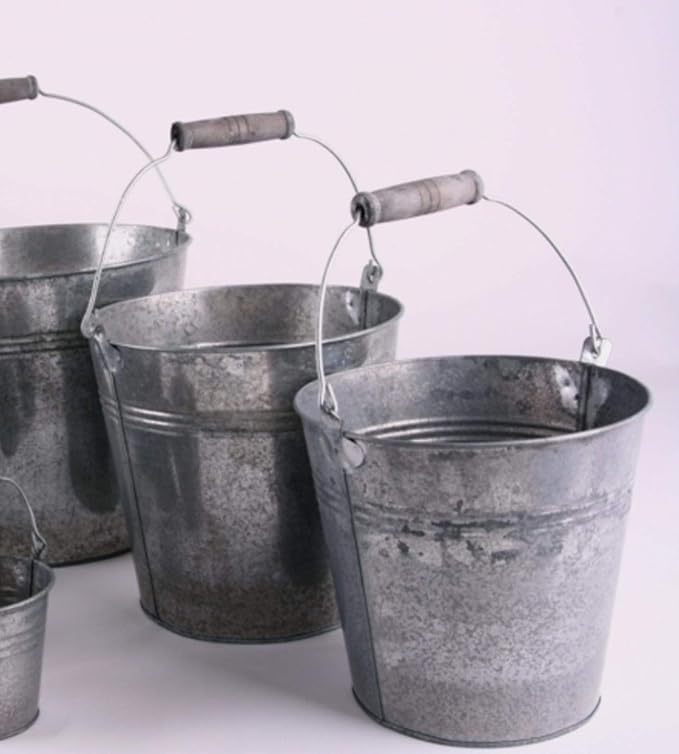 Shophaus24 3 er Set Deko Eimer Metall Blech verzinkt mit Bügel und ...