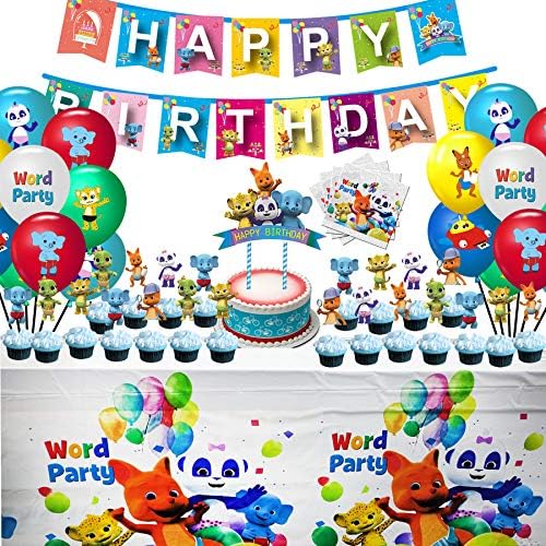 Word Party Birthday Party Supplies Set, Word Party Party Decoration ...