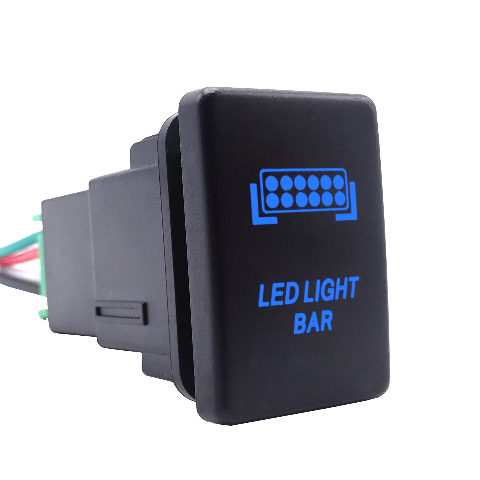XJMOTO LED Light Push Switch On/Off with Connector Wire Kit Blue ...