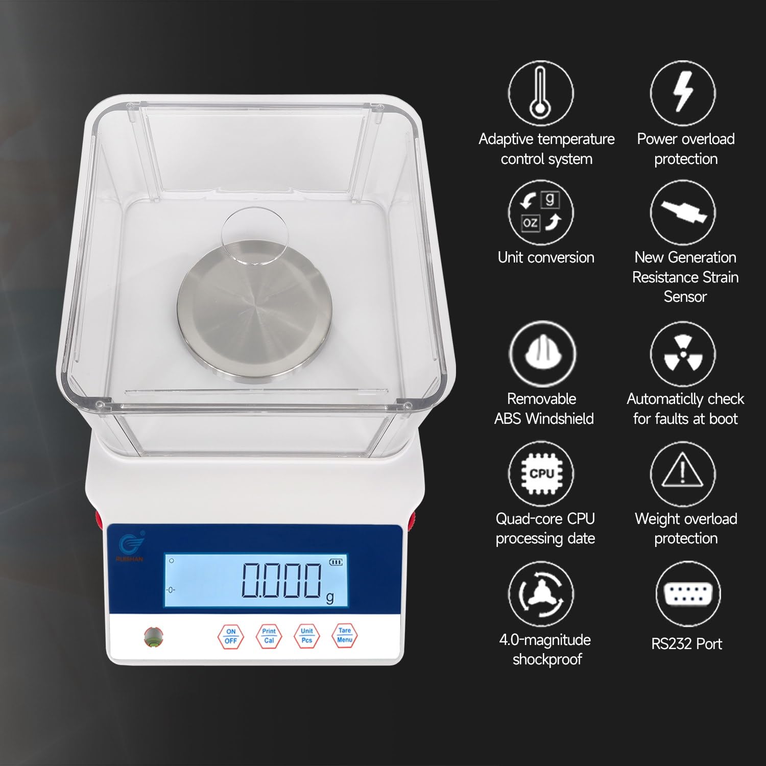 RUISHAN Lab Analytical Balance 500g X 0.001g High Precision Lab Scale ...