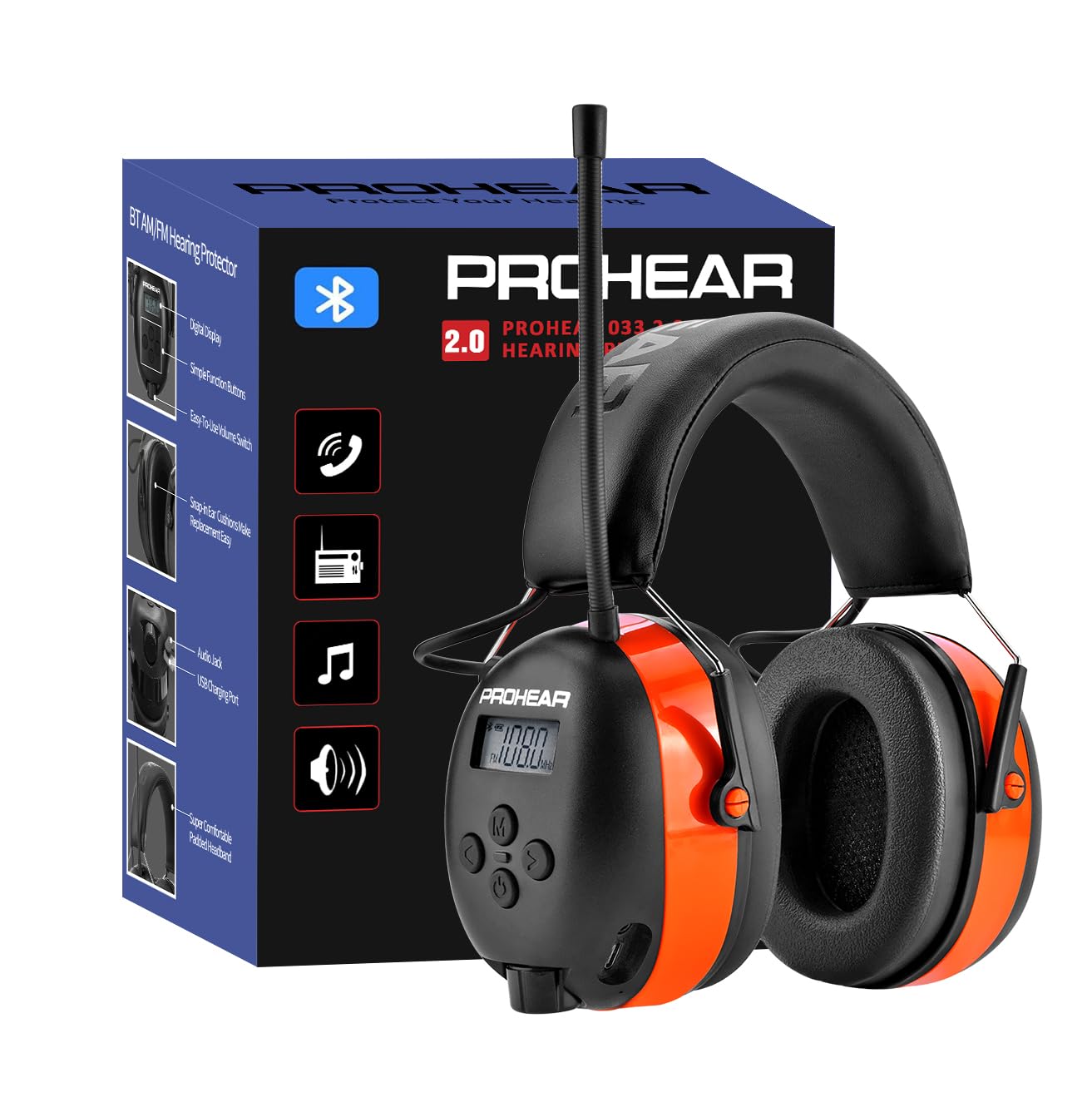 PROHEAR 033 2.0 Upgraded Bluetooth Hearing Protection AM FM Radio ...