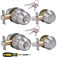 Weiser Yukon Satin Nickel Front Door Knob with Deadbolt, Reversible ...