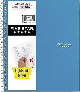 Amazon.com: Five Star Spiral Notebook, 1-Subject, Graph Ruled Paper, 11 ...
