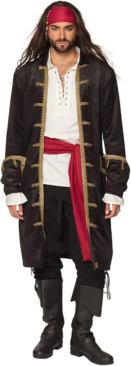 Boland – Pirate jacket for men, black and gold, coat for men, buccaneer ...