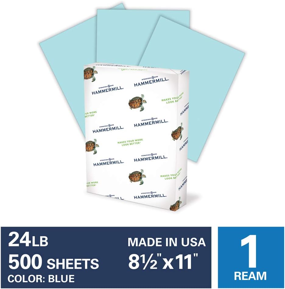 Hammermill Printer Paper, Colors Blue, 24lb, 8.5 x 11, Letter - 1 Pack ...
