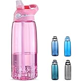 Amazon.com: Generic SHELFLOVER Pink Water Bottle With Narrow Straw, BPA ...