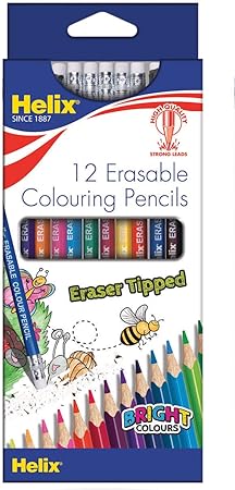 Helix Erasable Colouring Pencils (Pack of 12): Amazon.co.uk: Office ...