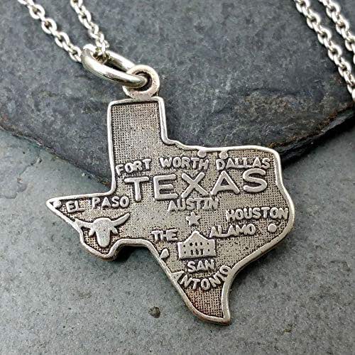 Amazon.com: Large Texas Charm Necklace - 925 Sterling Silver, 18": Handmade