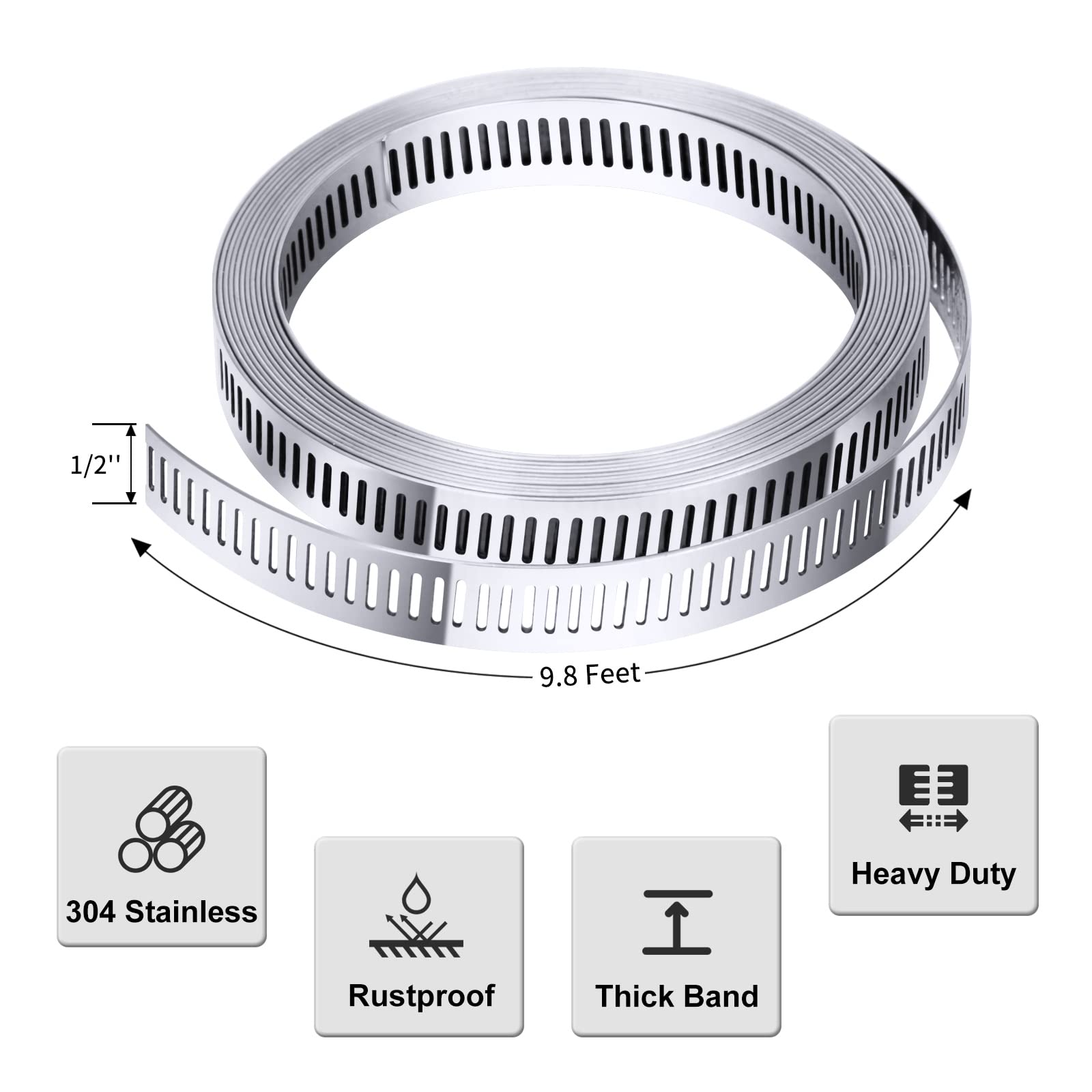 Mua Steelsoft DIY Hose Clamp System Kit, 9.8 FT Band + 6 Fasteners, 304 ...