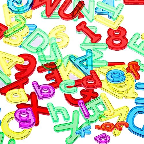 62 Pcs Plastic Practice Set Transparent Letters and Numbers Colorful ...