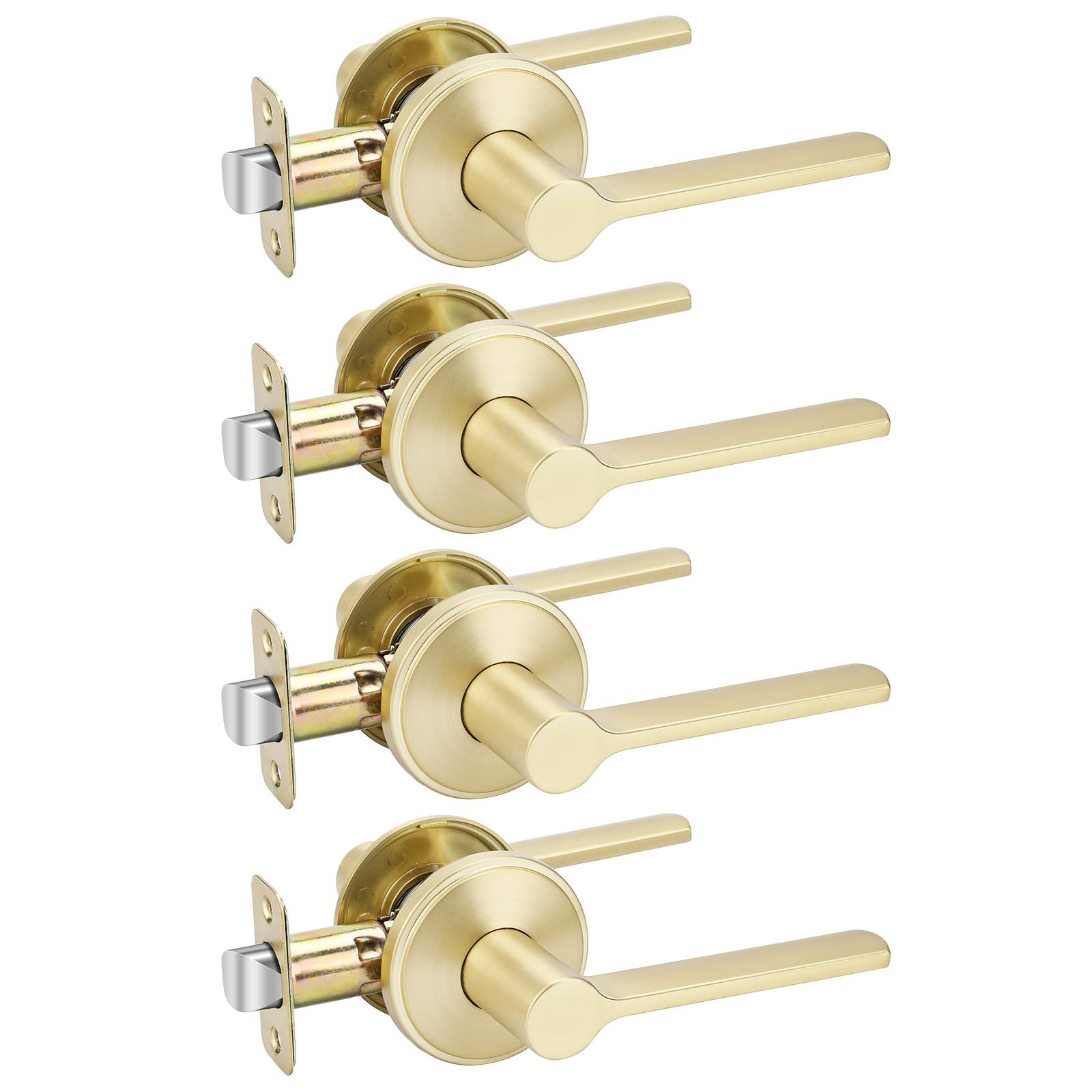 goldenwarm 4 Pack Interior Closet Door Handles, Brushed Brass Indoor ...