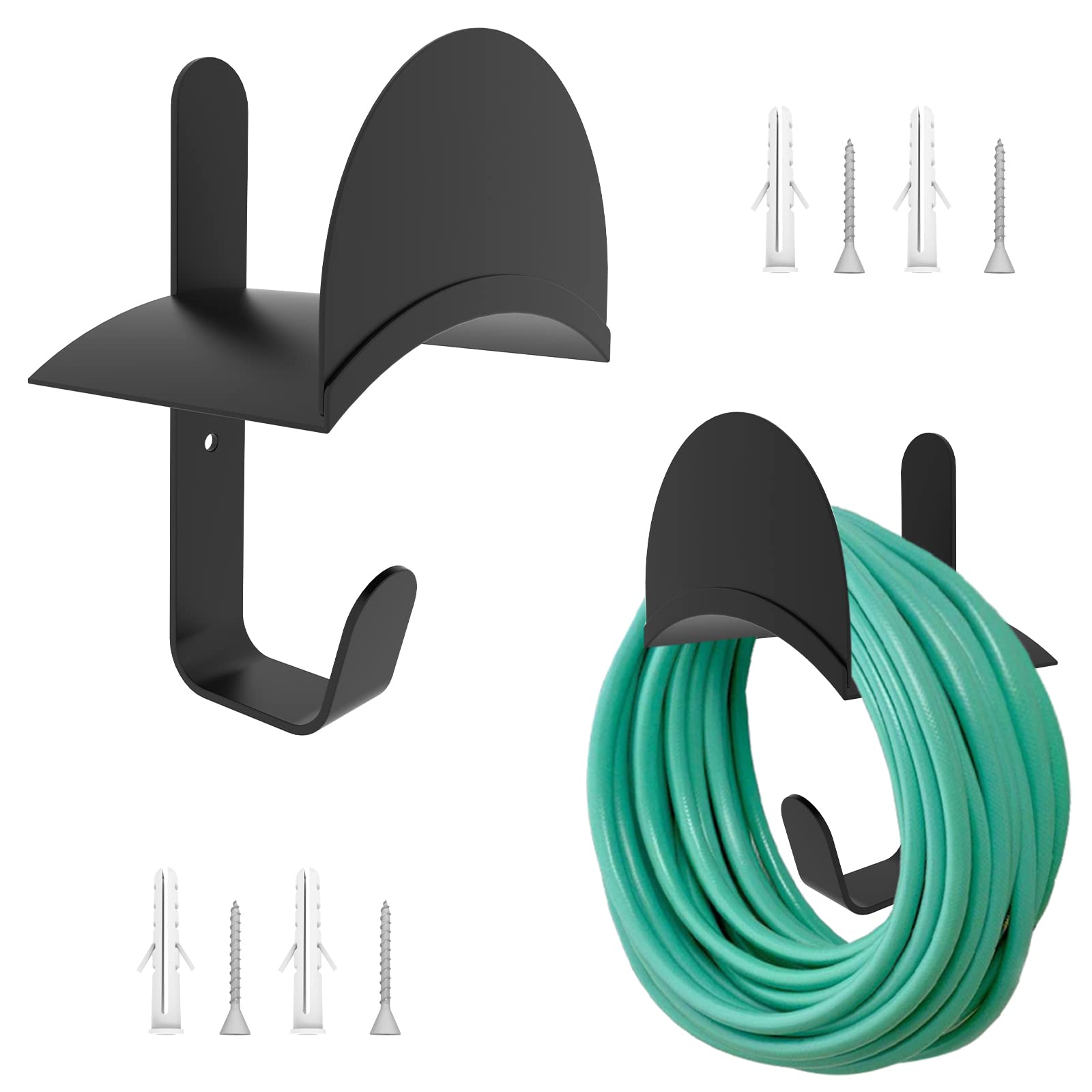 LUEXBOX Water Hose Holder, Wall Mount Garden Hose Reel Hanger Holder ...