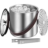 Amazon.com: Bakpoco Double-Wall Vacuum Insulated Ice Bucket with Lid, Scoop, Ice Tong, Strainer ...