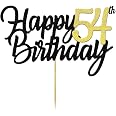 Amazon.com: Happy 54th Birthday Cake Toppers Glitter 54th Anniversary ...