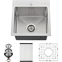 Bar Sink 15x17 Inch Drop-In – Stainless Steel Single Bowl With Cutting ...