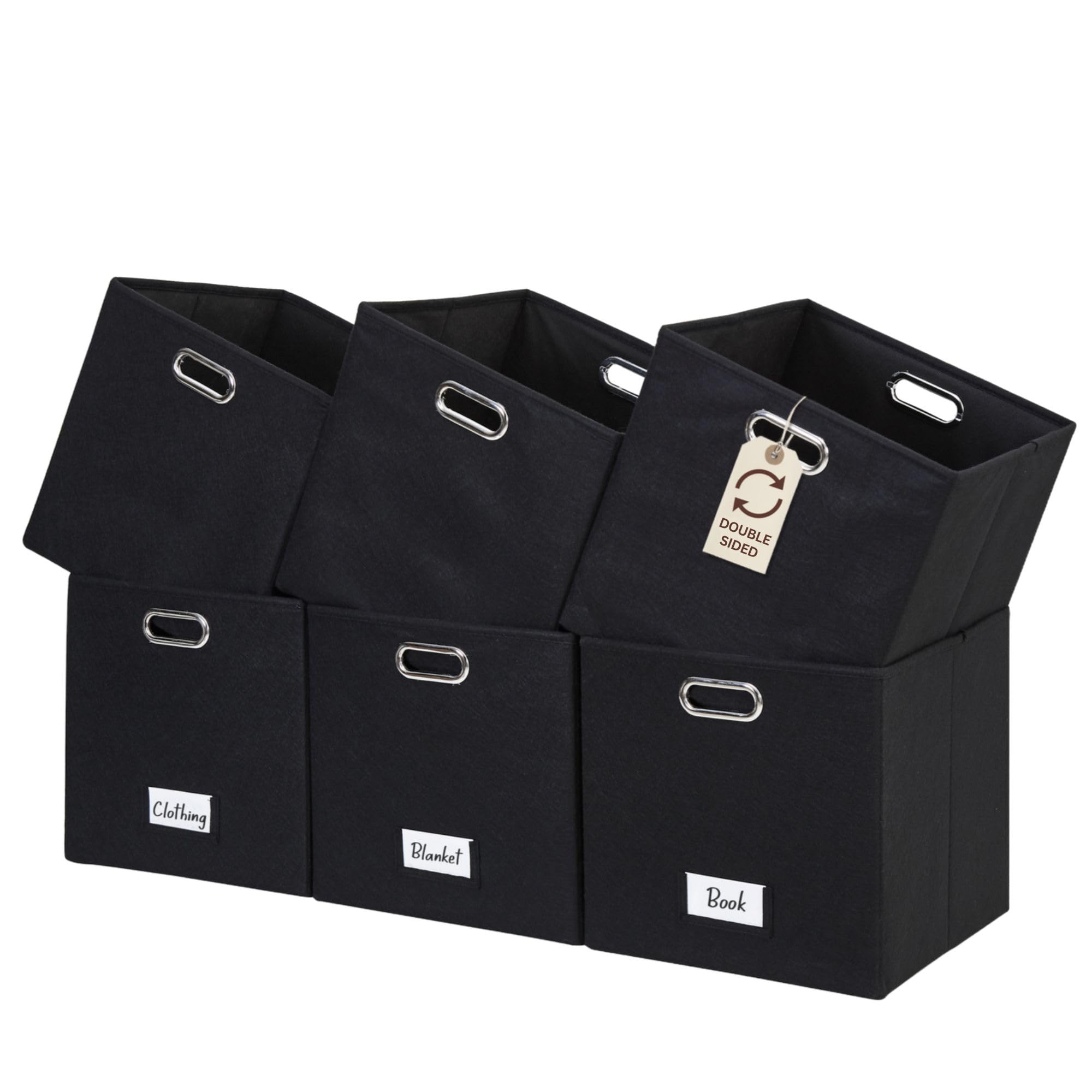DECOMOMO Black Storage Bins, 13 inch Cube Storage Bins with Labels ...