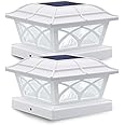 SIEDiNLAR Solar Post Cap Lights Outdoor Glass 2 Modes 8 LEDs for 4x4 5x5 6x6 Posts Fence Deck ...