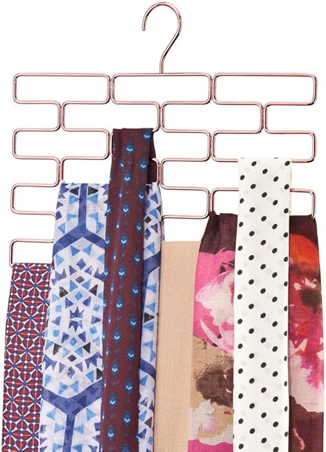 mDesign Scarf Holder – Metal Scarf Hanger with 18 Snag-Free Sections ...