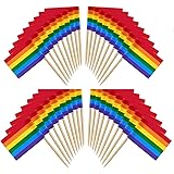 100 Pieces Rainbow Flag Toothpicks | Cupcake Topper Label, for Gay ...