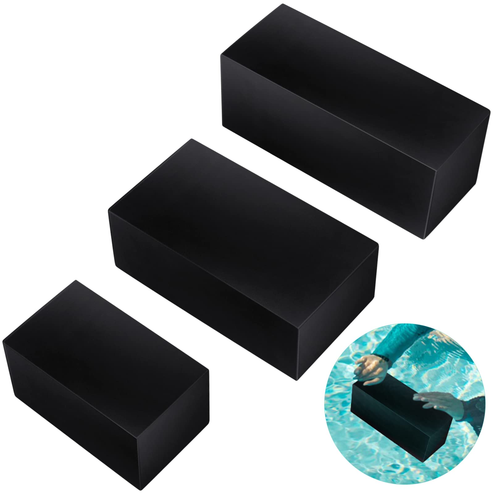 Sratte 3 Pcs Rubber Diving Brick 10/7/3 Lbs Safety Water Brick Strength ...