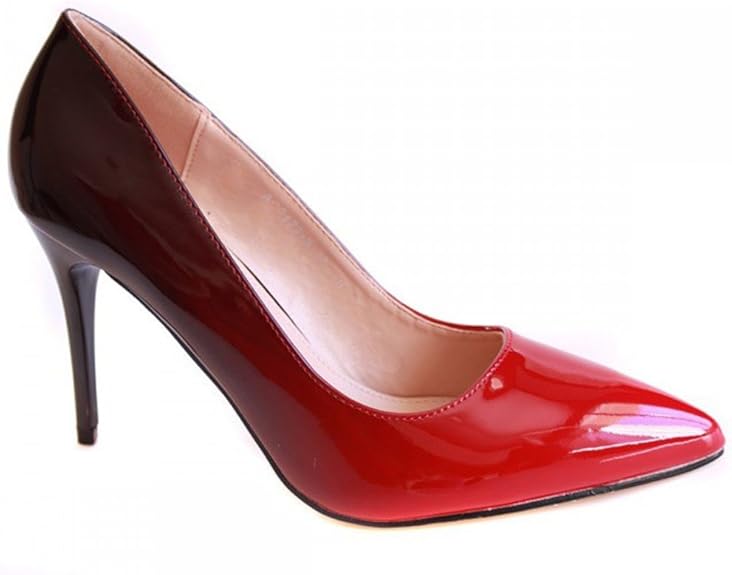 Escarpins Vernis dégradés Rouge et Noir à Bouts pointus-36: Amazon.fr ...