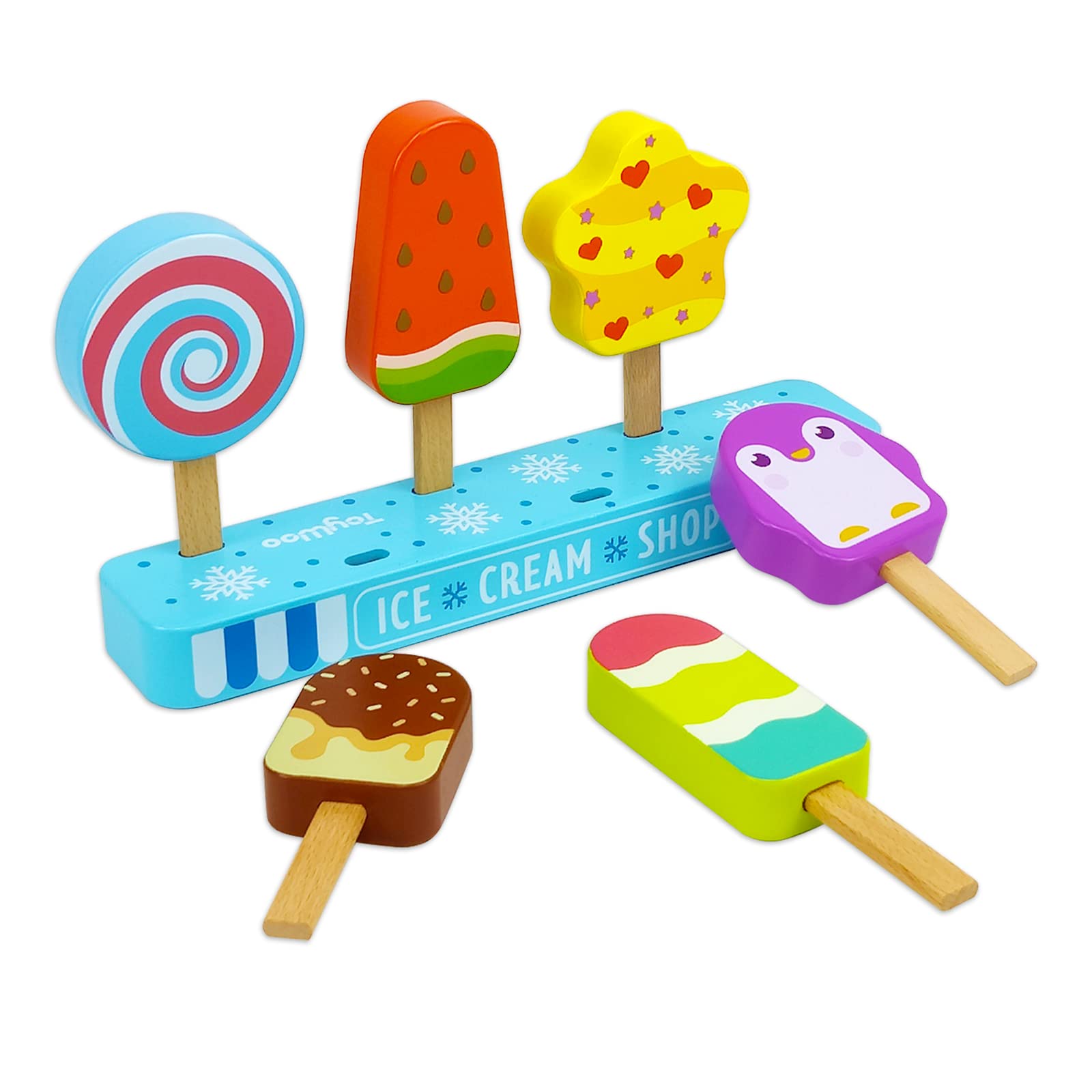 Mua Wooden Ice Cream Toy for Kids, Toddler Pretend Play Food Ice Lolly ...